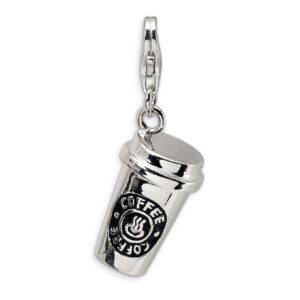 teamer trendy rhodium plated 3d coffee cup floating lobster clasp charm jewelry for coffee lovers (silver - coffee cup)