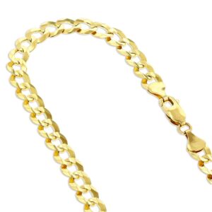 icedtime solid 10k yellow gold italy cuban curb link chain necklace 3mm wide 22" long with lobster clasp