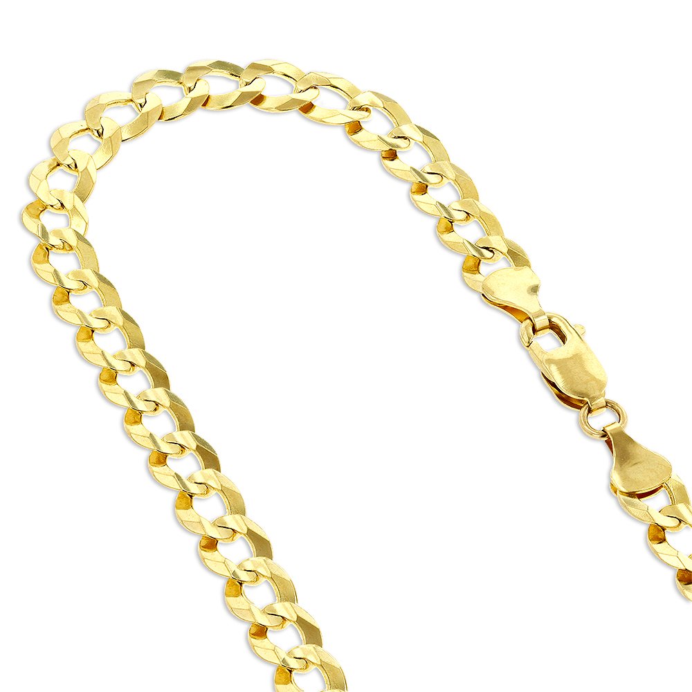 IcedTime Solid 10K Yellow Gold Italy Cuban Curb Link Chain Necklace 8mm Wide 24" Long with Lobster Clasp