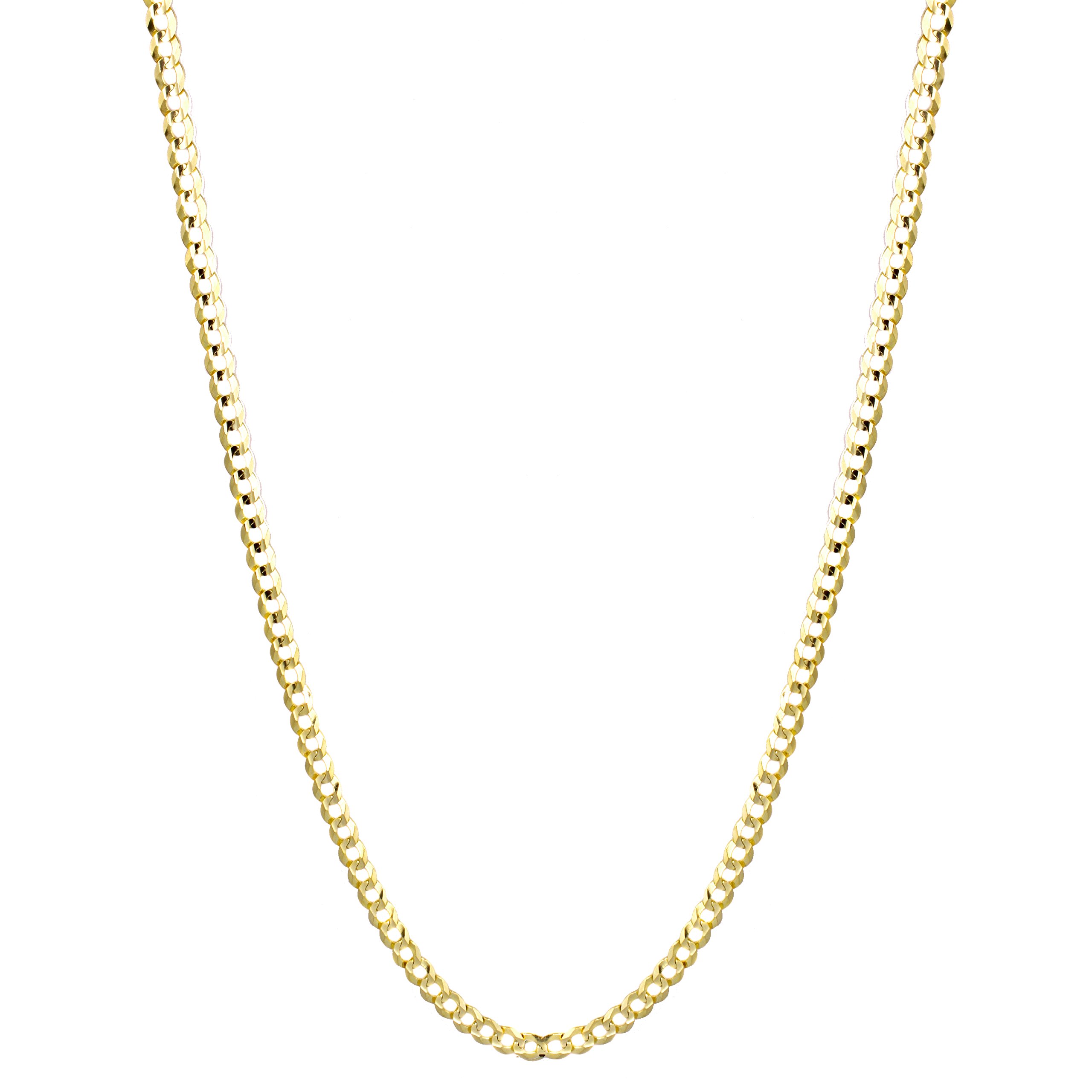 IcedTime Solid 10K Yellow Gold Italy Cuban Curb Link Chain Necklace 8mm Wide 24" Long with Lobster Clasp