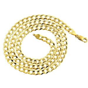 IcedTime Solid 10K Yellow Gold Italy Cuban Curb Link Chain Necklace 8mm Wide 24" Long with Lobster Clasp