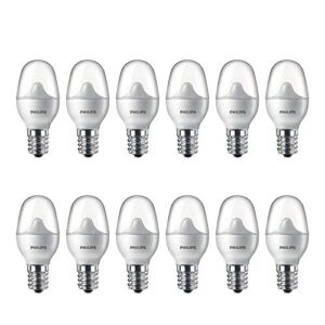 philips led flicker-free c7 night light bulb, non-dimmable, 30 lumen, soft white light (2700k), .05w=7w, e12 base, 12-pack