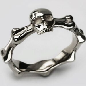 Jude Jewelers Stainless Steel Skull Biker Ring (7) Grey