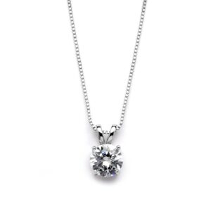 mariell cubic zirconia crystal pendant necklace for women, 2 carat round cz, mother's day jewelry