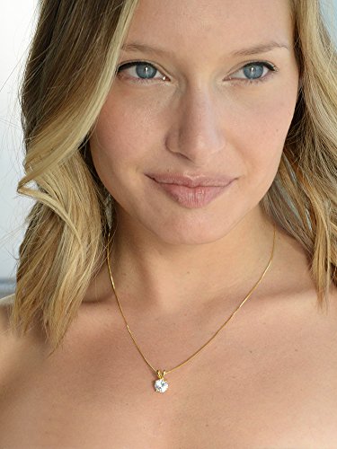 Mariell Cubic Zirconia Crystal Gold Pendant Necklace for Women, 2 Carat CZ, Bridal Wedding Jewelry Gift