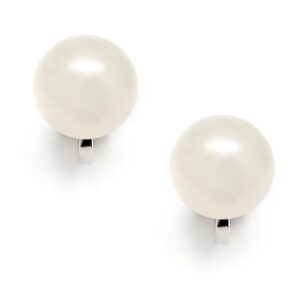 mariell 9mm ivory shell pearl clip-on earrings - luxurious freshwater-look pearl button style clip ons