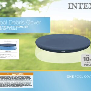 INTEX 28021E Pool Cover: for 10ft Round Easy Set Pools – Includes Rope Tie – Drain Holes – 12in Overhang – Snug Fit