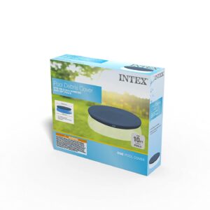 INTEX 28021E Pool Cover: for 10ft Round Easy Set Pools – Includes Rope Tie – Drain Holes – 12in Overhang – Snug Fit