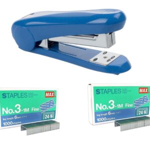 MAX No.3-1M Flat Clinch Staples (24/6) for Office Stapler - 4 Boxes (4,000-Staples)