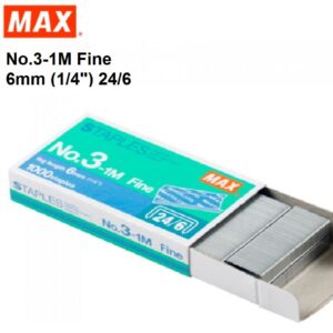 MAX No.3-1M Flat Clinch Staples (24/6) for Office Stapler - 4 Boxes (4,000-Staples)