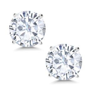 14k white gold forever classic moissanite from charles & colvard stud earrings for women (1.60 cttw, round 6mm)