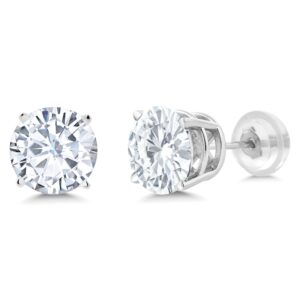 14K White Gold Forever Classic Moissanite from Charles & Colvard Stud Earrings For Women (1.60 Cttw, Round 6MM)