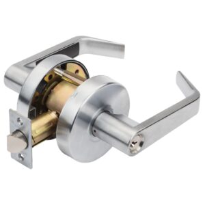 dynasty hardware aug-00-26d grade 2 commercial duty office door keyed lever lockset, ada, satin chrome finish