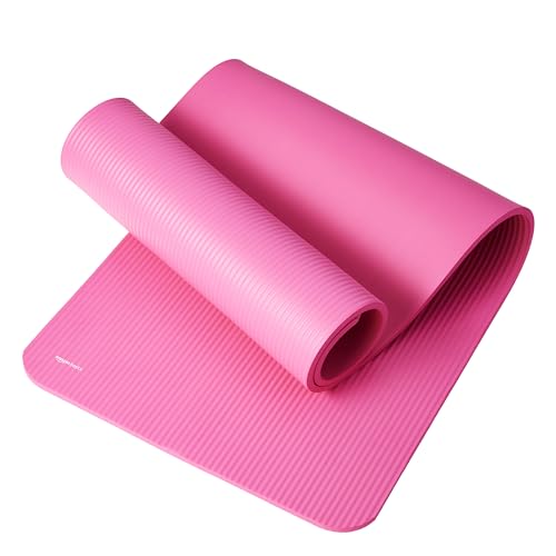 Amazon Basics Extra Thick Exercise Yoga Gym Floor Mat with Carrying Strap, 74 x 24 x .5 Inches, Pink