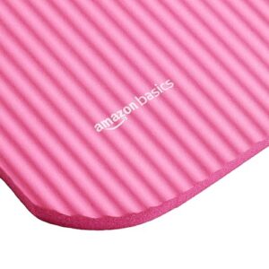 Amazon Basics Extra Thick Exercise Yoga Gym Floor Mat with Carrying Strap, 74 x 24 x .5 Inches, Pink