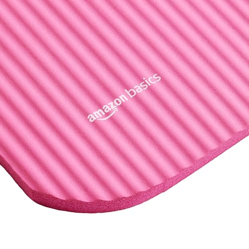 Amazon Basics Extra Thick Exercise Yoga Gym Floor Mat with Carrying Strap, 74 x 24 x .5 Inches, Pink