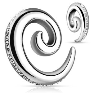 paved gems 316l surgical steel spiral wildklass taper (sold as a pair)