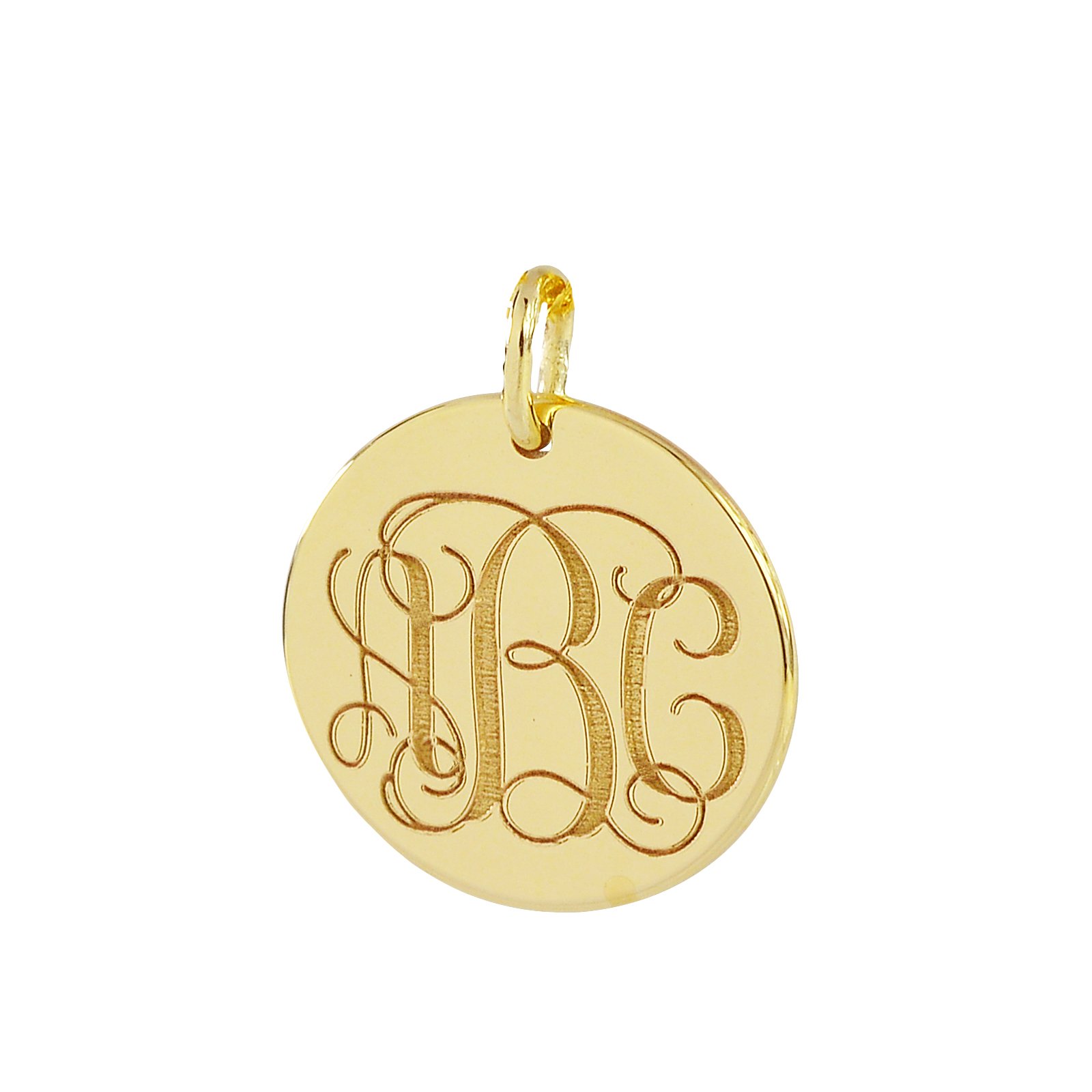 Soul Jewelry 3 Initials Monogram Charm Pendant Solid 10K Gold 1/2 Inch Dainty Small Round Disc Deep Laser Engraving GC06 (0)