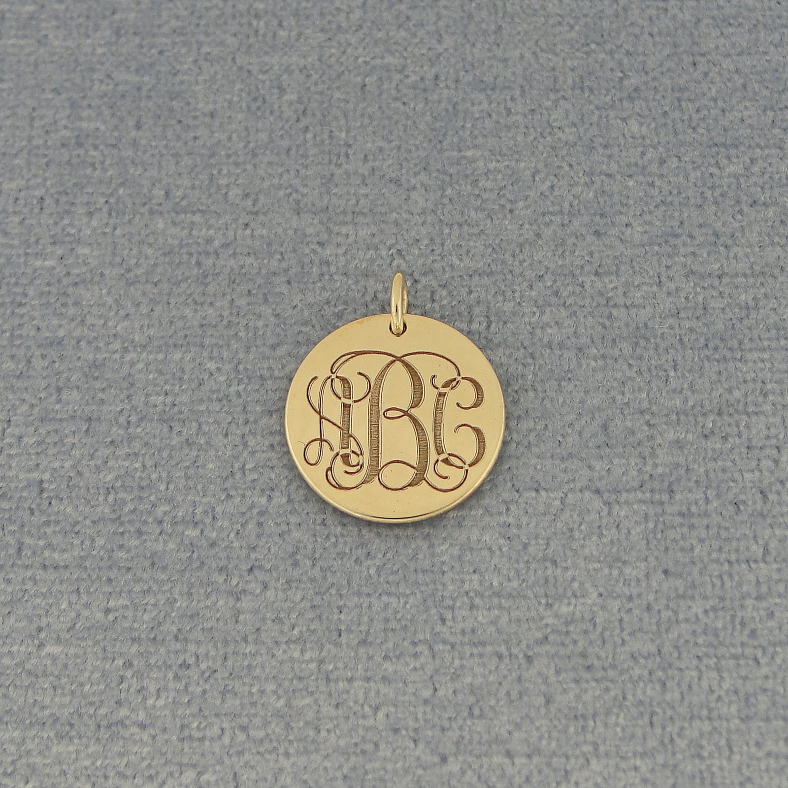 Soul Jewelry 3 Initials Monogram Charm Pendant Solid 10K Gold 1/2 Inch Dainty Small Round Disc Deep Laser Engraving GC06 (0)