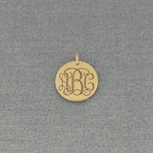 Soul Jewelry 3 Initials Monogram Charm Pendant Solid 14K Gold 1/2 Inch Dainty Small Round Disc Deep Laser Engraving GC06 (0)