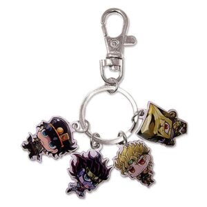 jojo's bizarre adventure: jotaro and dio group metal keychain