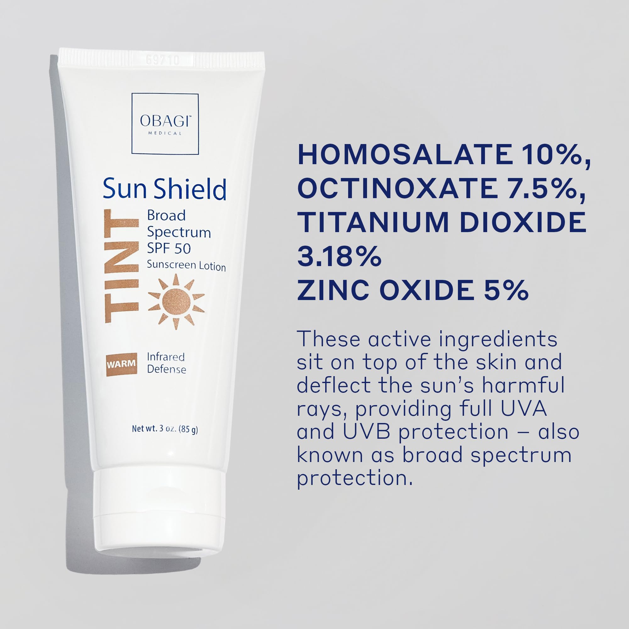 Obagi Sun Shield Tinted Sunscreen – Broad Spectrum SPF 50 Protection from the Sun – Warm Tint – 3 oz