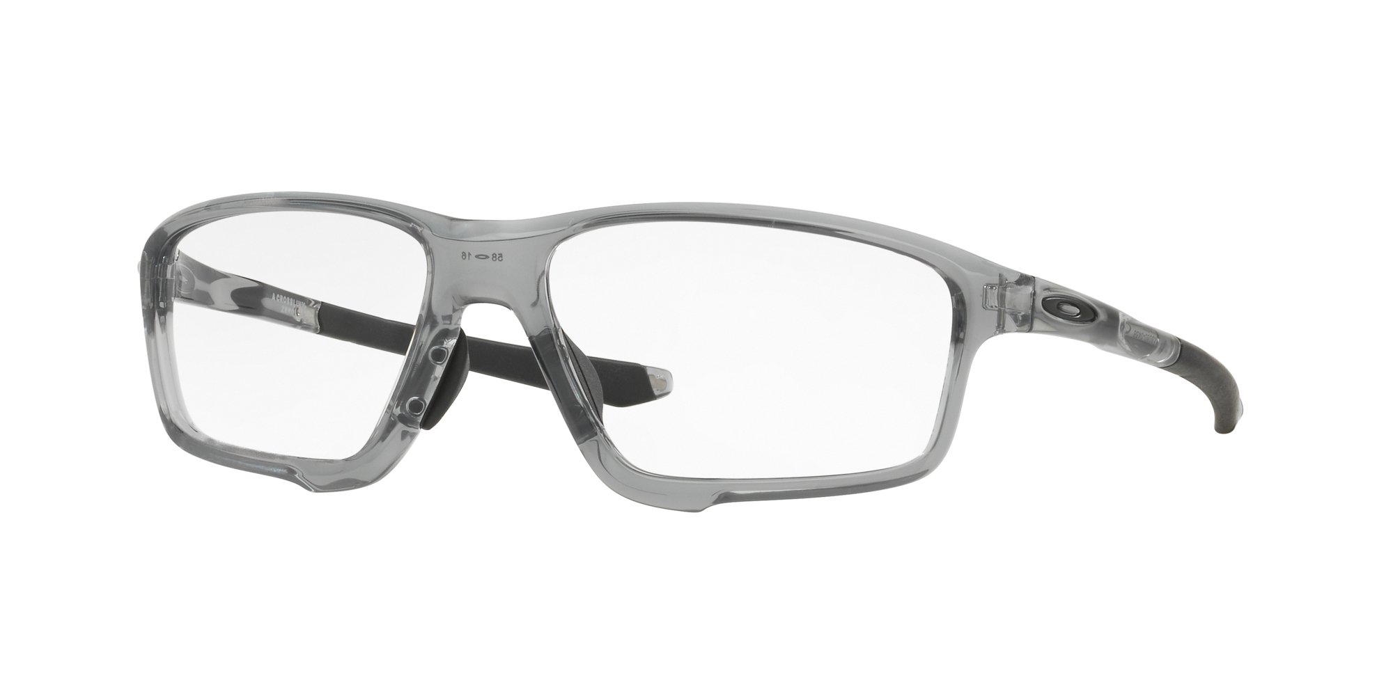 Oakley Men's Ox8080 Crosslink Zero Asian Fit Square Prescription Eyewear Frames, Polished Grey Shadow/Demo Lens, 58 mm