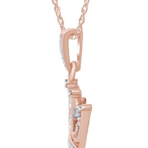 Jewel Zone US Natural Diamond Crown Pendant Necklace in 14K Rose Gold Over Sterling Silver