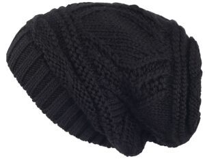 lilax knit slouchy oversized soft warm winter beanie hat black