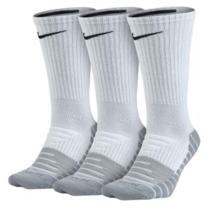 unisex nike everyday max cushion crew training sock (3 pair) (white, small)