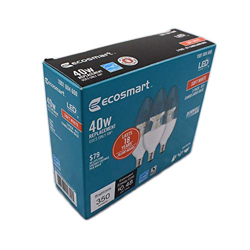 EcoSmart 40W Equivalent Soft White Clear LED Light Bulbs B11 Candelabra Base (3-Pack)