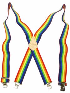 rainbow - usa made custom suspenders - 2" wide - strong metal clips - 02100