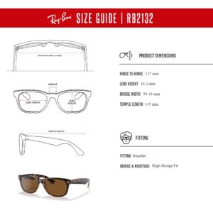 Ray-Ban RB2132 NEW WAYFARER Square Sunglasses for Men for Women + BUNDLE with Designer iWear Eyewear Kit (Tortoise/B-15 Brown Polarized)