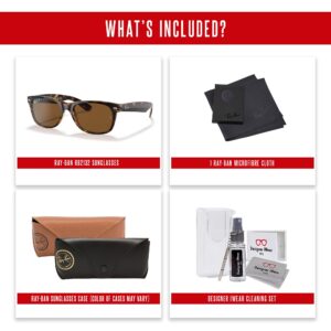 Ray-Ban RB2132 NEW WAYFARER Square Sunglasses for Men for Women + BUNDLE with Designer iWear Eyewear Kit (Tortoise/B-15 Brown Polarized)