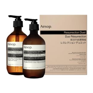 aesop resurrection duet - hand wash + hand balm - cleanse, nourish and soften hands - 16.9 oz + 16.5 oz