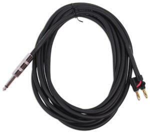 rockville 15 foot 1/4" to banana speaker cable, 16 gauge, 100% copper!(rcxbn15),black