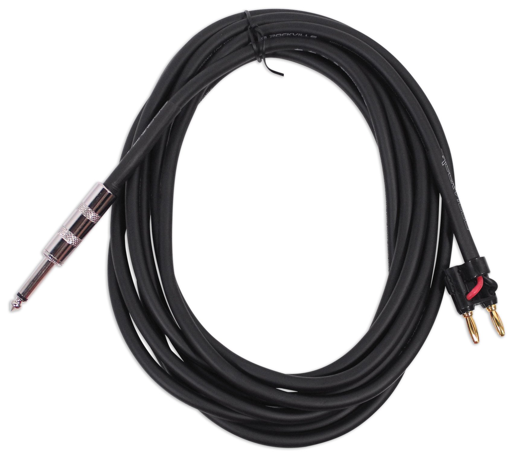 Rockville 15 Foot 1/4" to Banana Speaker Cable, 16 Gauge, 100% Copper!(RCXBN15),Black