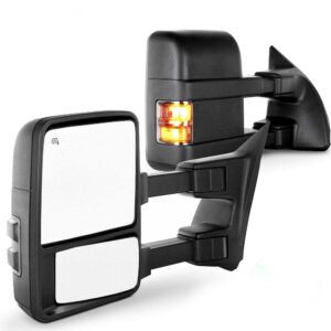 scitoo towing mirrors fit for ford mirrors fit for ford for f250 for f350 for f450 for f550 super duty 2003-2007 signal power controlling heated convex glass manual folding telescoping (pair)