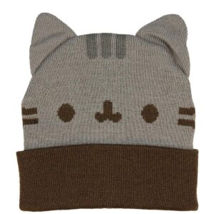 pusheen beanie hat with ears,gray,standard