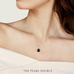 The Pearl Source 9-10mm Genuine Tahitian South Sea Cultured Pearl Sydney Pendant Necklace for Women