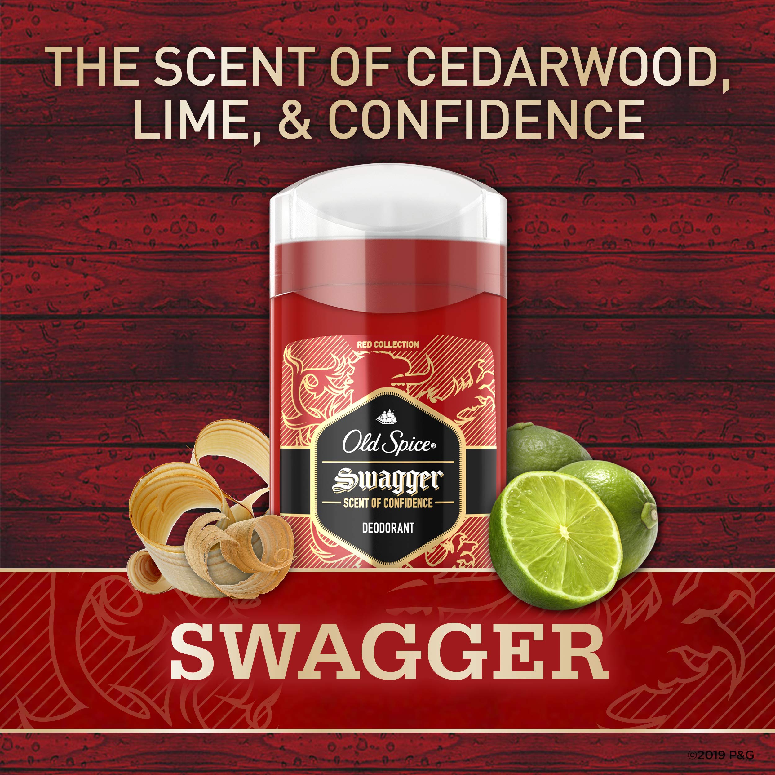 Old Spice Aluminum Free Deodorant for Men Swagger Lime & Cedarwood Scent Red Collection 3 Oz (Pack of 3)