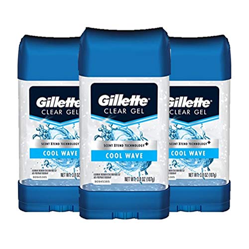 Gillette Antiperspirant Deodorant for Men, Cool Wave Scent, Clear Gel, 3.8 Oz (Pack of 3)