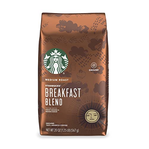 Starbucks Medium Roast Ground Coffee — Breakfast Blend — 100% Arabica — 1 bag (20 oz.) Great Holiday Gift