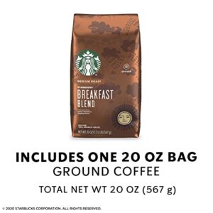 Starbucks Medium Roast Ground Coffee — Breakfast Blend — 100% Arabica — 1 bag (20 oz.) Great Holiday Gift