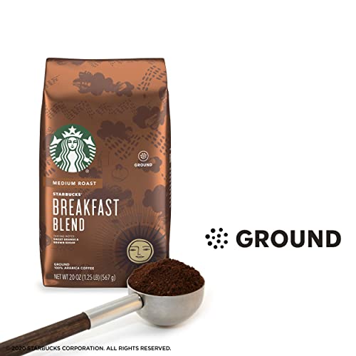 Starbucks Medium Roast Ground Coffee — Breakfast Blend — 100% Arabica — 1 bag (20 oz.) Great Holiday Gift