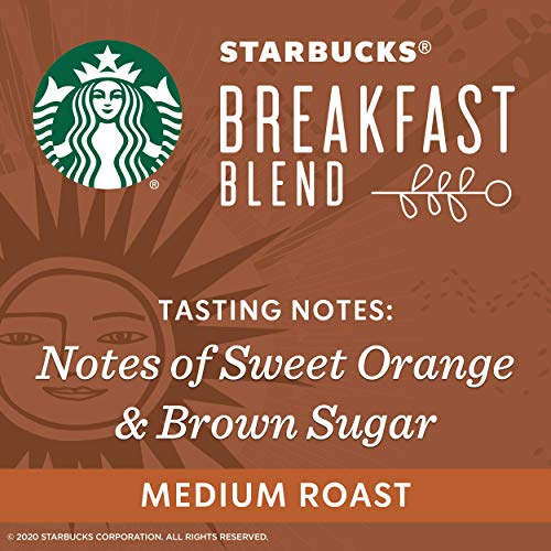 Starbucks Medium Roast Ground Coffee — Breakfast Blend — 100% Arabica — 1 bag (20 oz.) Great Holiday Gift