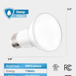 Sunco Lighting - 10 Pack BR20 LED Bulbs Indoor Flood Light R20 Dimmable CRI93 3000K Warm White 50W Equivalent to 7W, E26 Medium Base, Recessed Can Lights for Home Living Area Ceiling Lights - UL