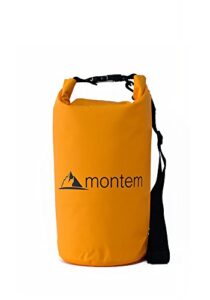 premium waterproof bag/roll top dry bag - perfect for kayaking/boating/canoeing/fishing/rafting/swimming/camping/snowboarding crafted by montem (orange, 20l)