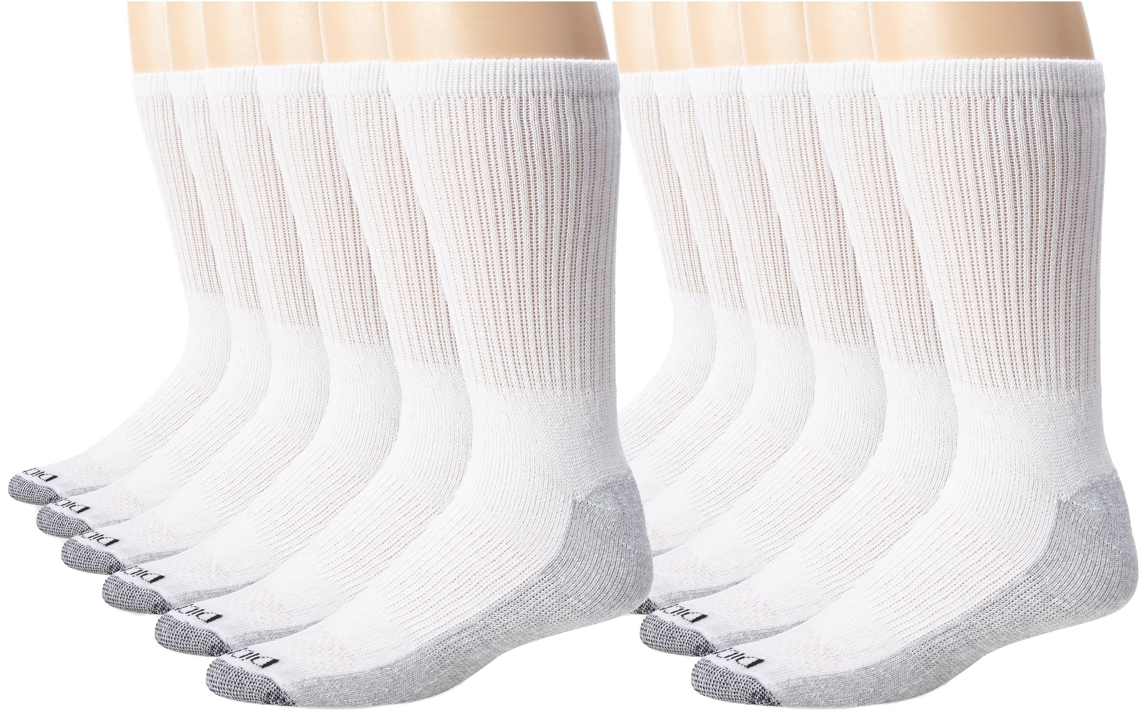 Dickies Men's Dri-tech Moisture Control Crew Socks Multipack, White (12 Pairs), Shoe Size: 6-12