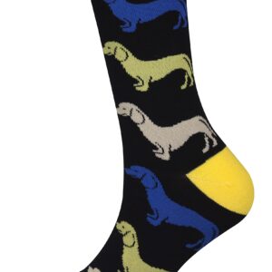 Wish Island Men's 4/5 Packs Dachshund Dog Gifts Socks Crazy Hot Dog Novelty Casual Dress Socks (Dachshund Dog - 4 pairs)